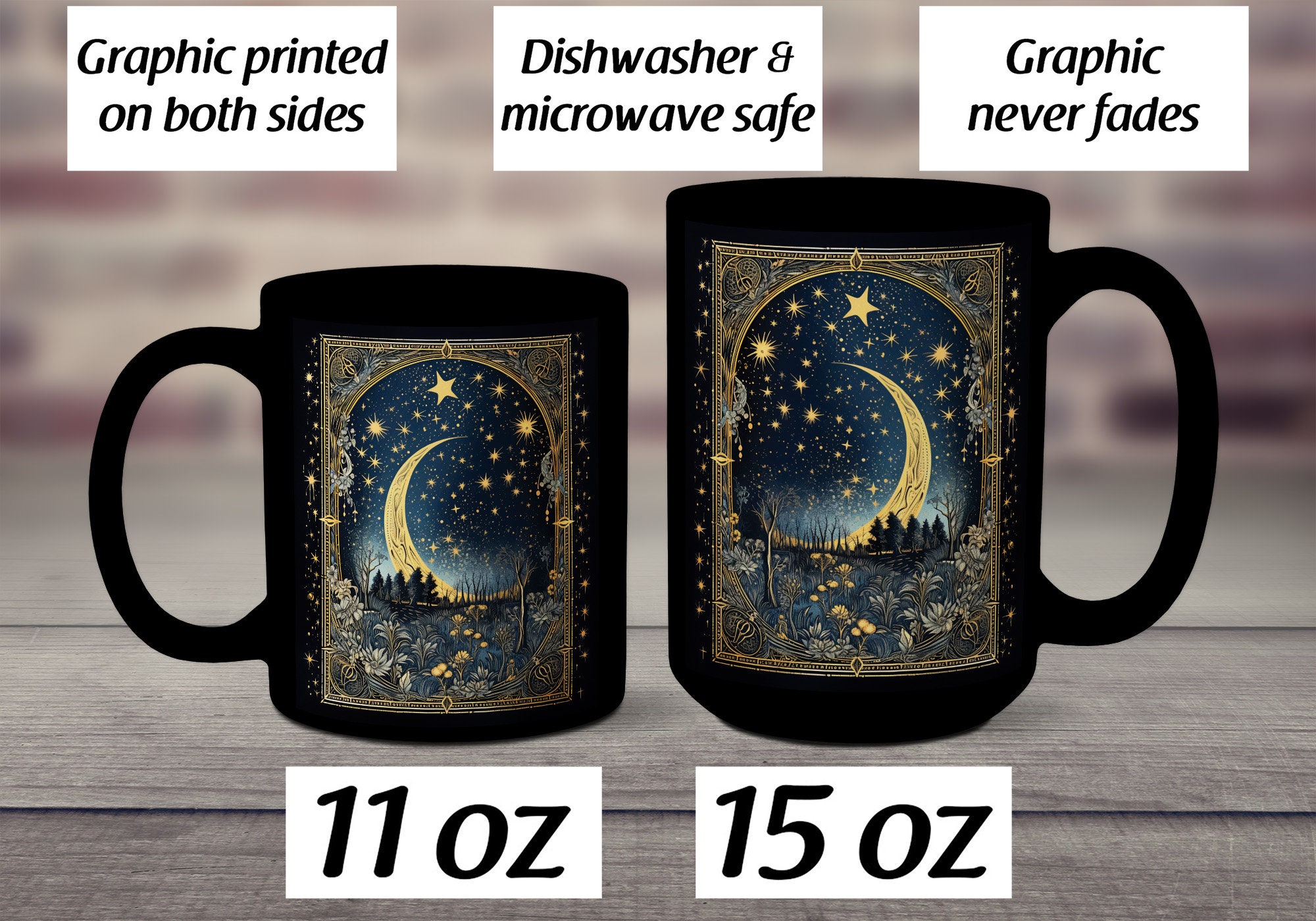 Moon and Stars Mug, Crescent Moon Mug, Ceramic Moon Coffee Cup ...
