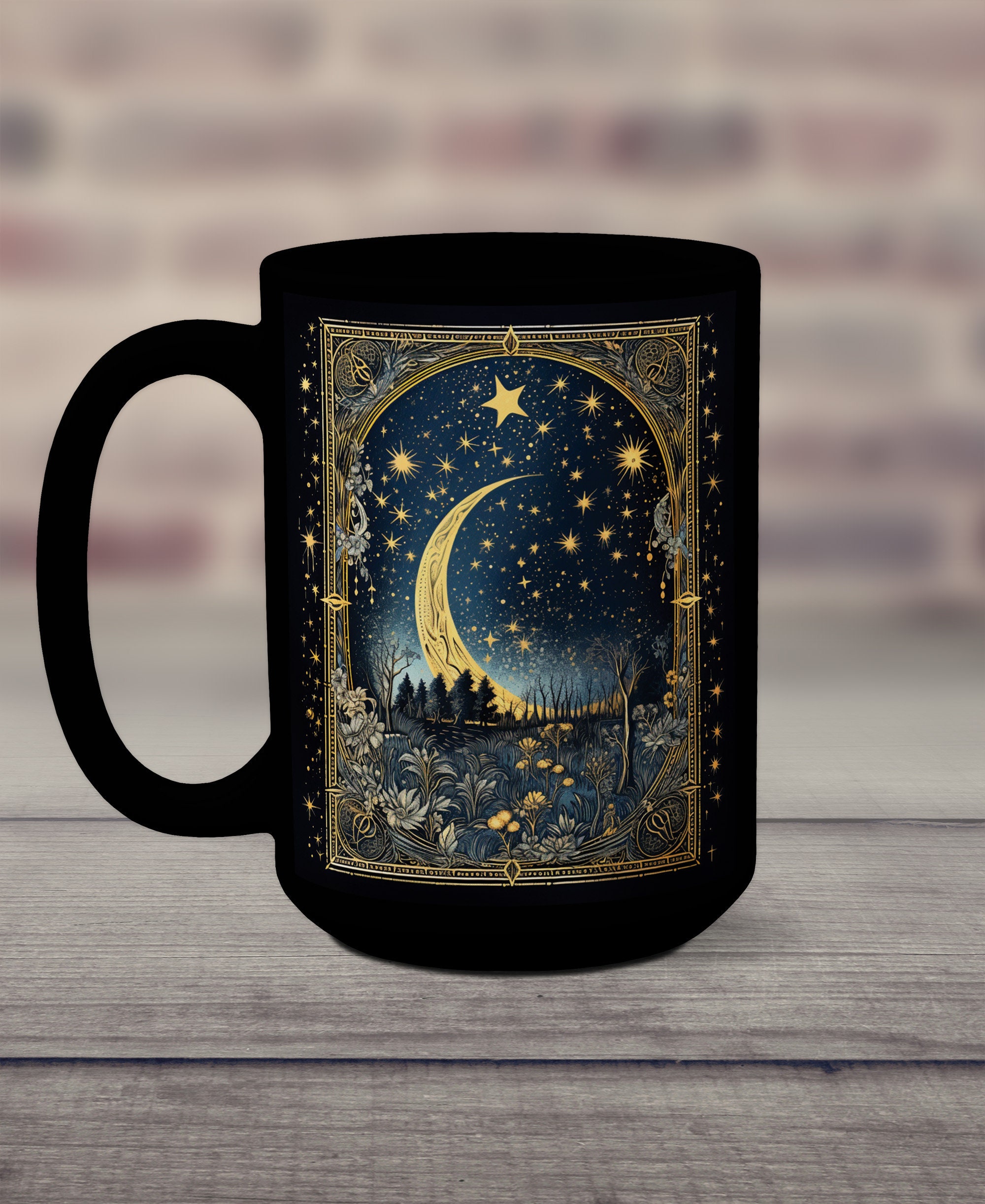 Moon and Stars Mug, Crescent Moon Mug, Ceramic Moon Coffee Cup ...