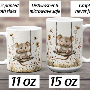 Cute Mouse on a Swing Mug, Adorable Mouse Coffee Cup, Ceramic Mouse Mug ...