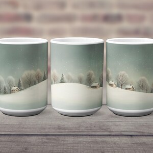 Winter Scene Mug, Winter Wonderland, Snow Covered Pine Trees ...