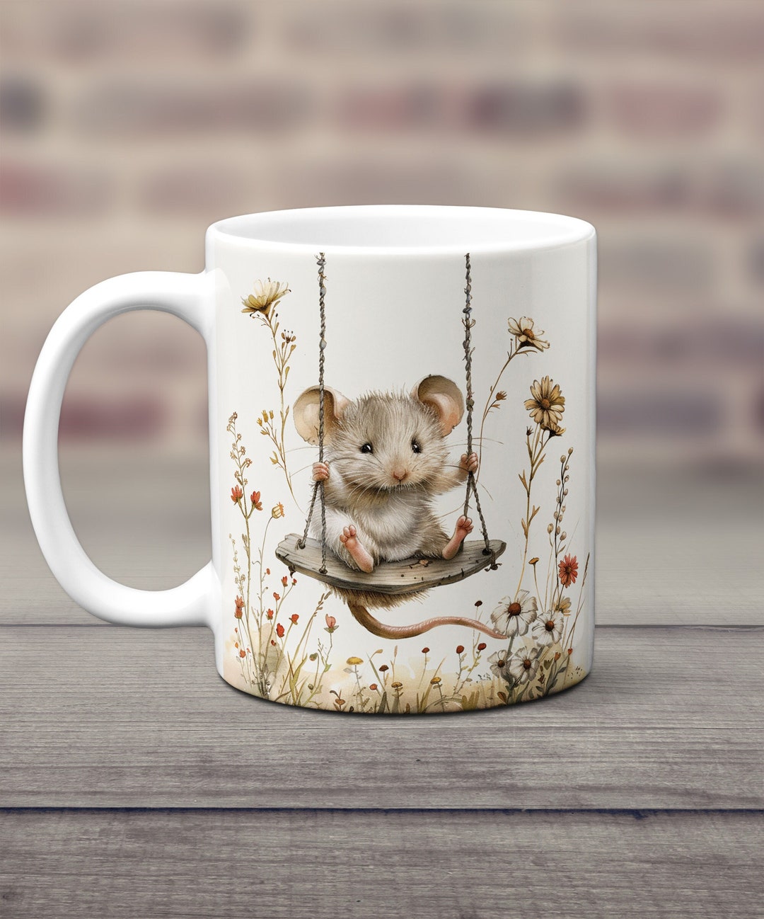 Cute Mouse on a Swing Mug, Adorable Mouse Coffee Cup, Ceramic Mouse Mug ...