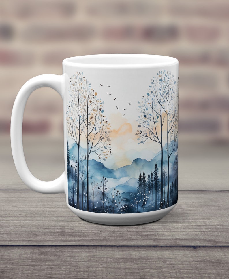 Winter Forest Mug, Forest Coffee Mug, Ceramic Winter Forest Mug ...