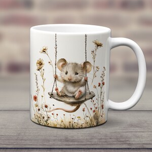 Cute Mouse on a Swing Mug, Adorable Mouse Coffee Cup, Ceramic Mouse Mug ...