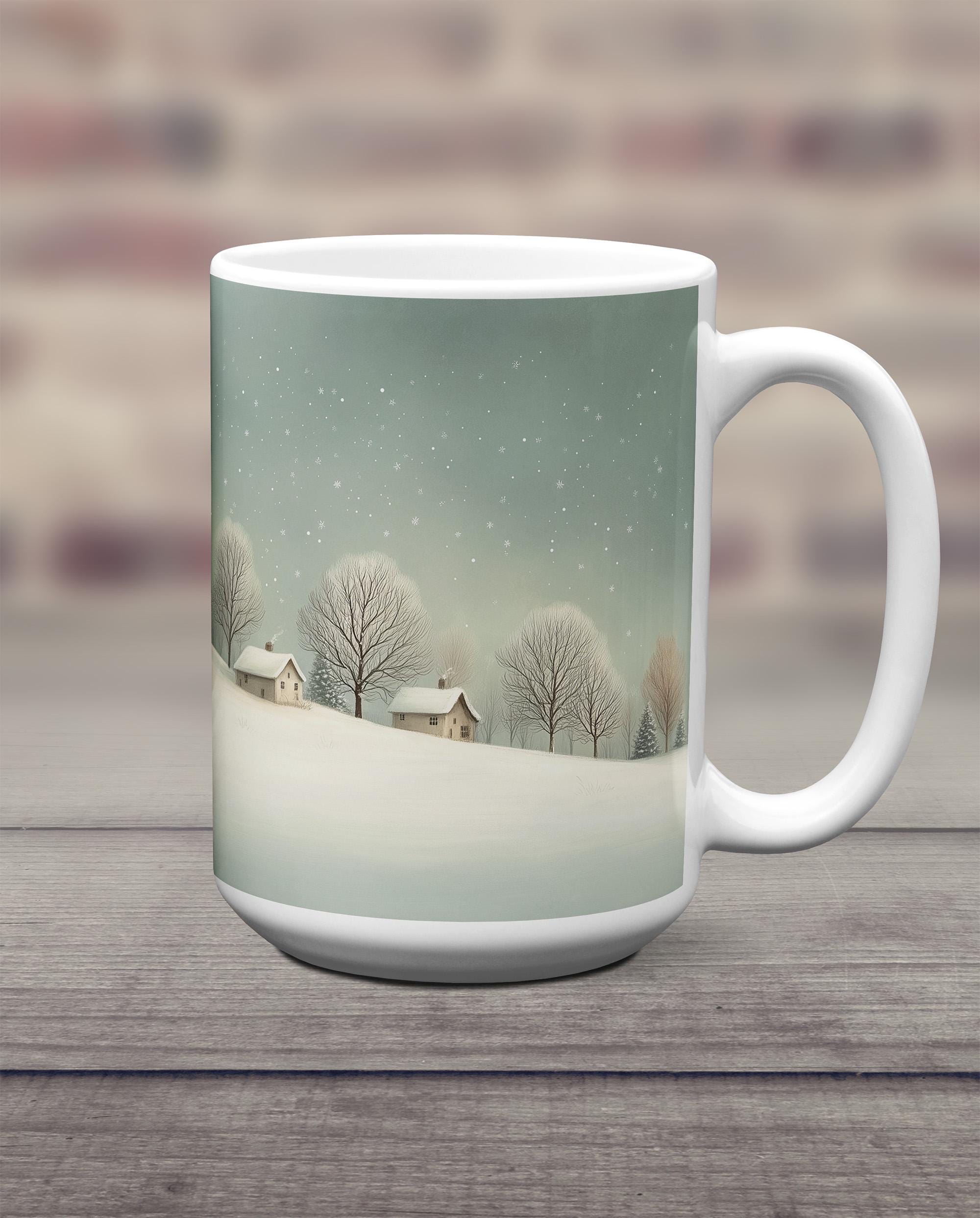 Winter Scene Mug, Winter Wonderland, Snow Covered Pine Trees ...