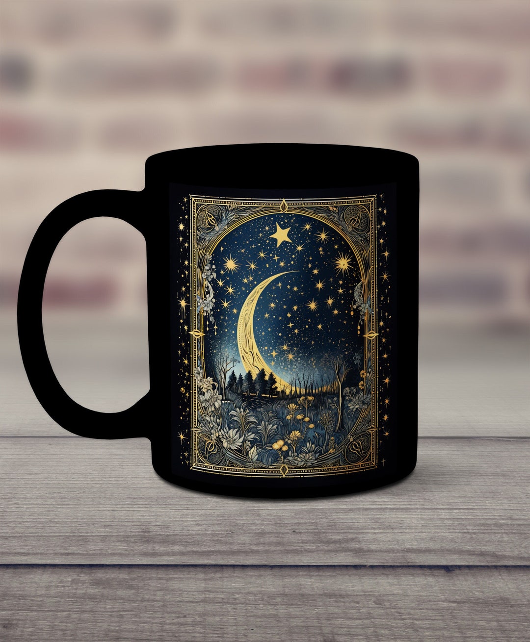 Moon and Stars Mug, Crescent Moon Mug, Ceramic Moon Coffee Cup ...