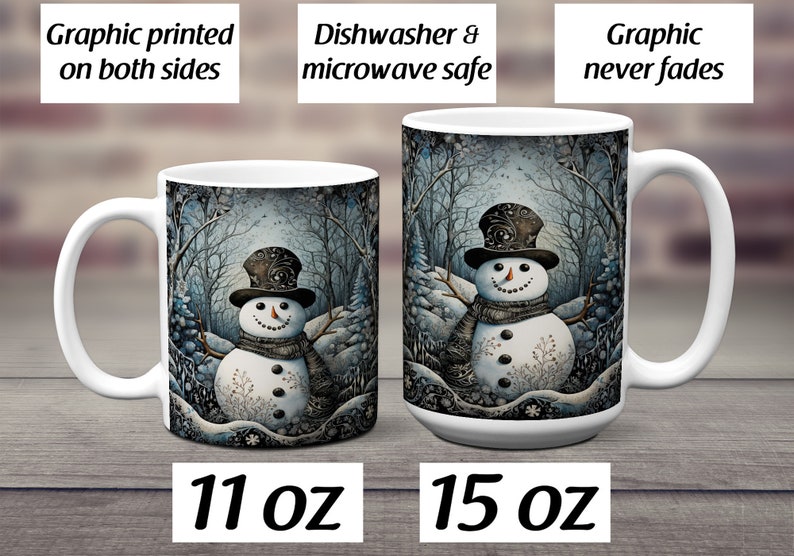 Snowman Mug, Cute Snowman Mug, Snowman Coffee Mug, Snowman Coffee Cup ...