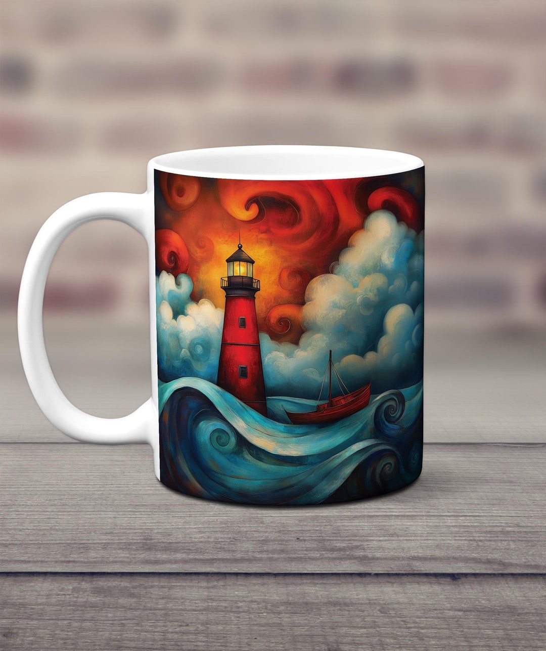 Lighthouse Mug, Ocean Coffee Cup, Lighthouse Gift, Coastal Gift Mug ...