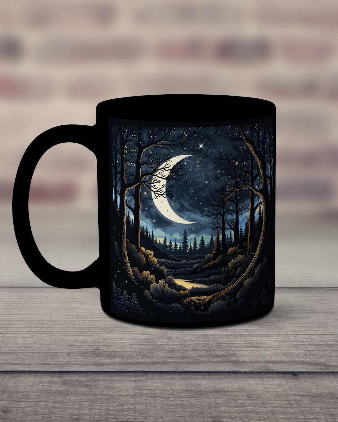 Crescent Moon Mug, Mystical Moon Mug, Moon Lovers Gift, Moon and Trees ...
