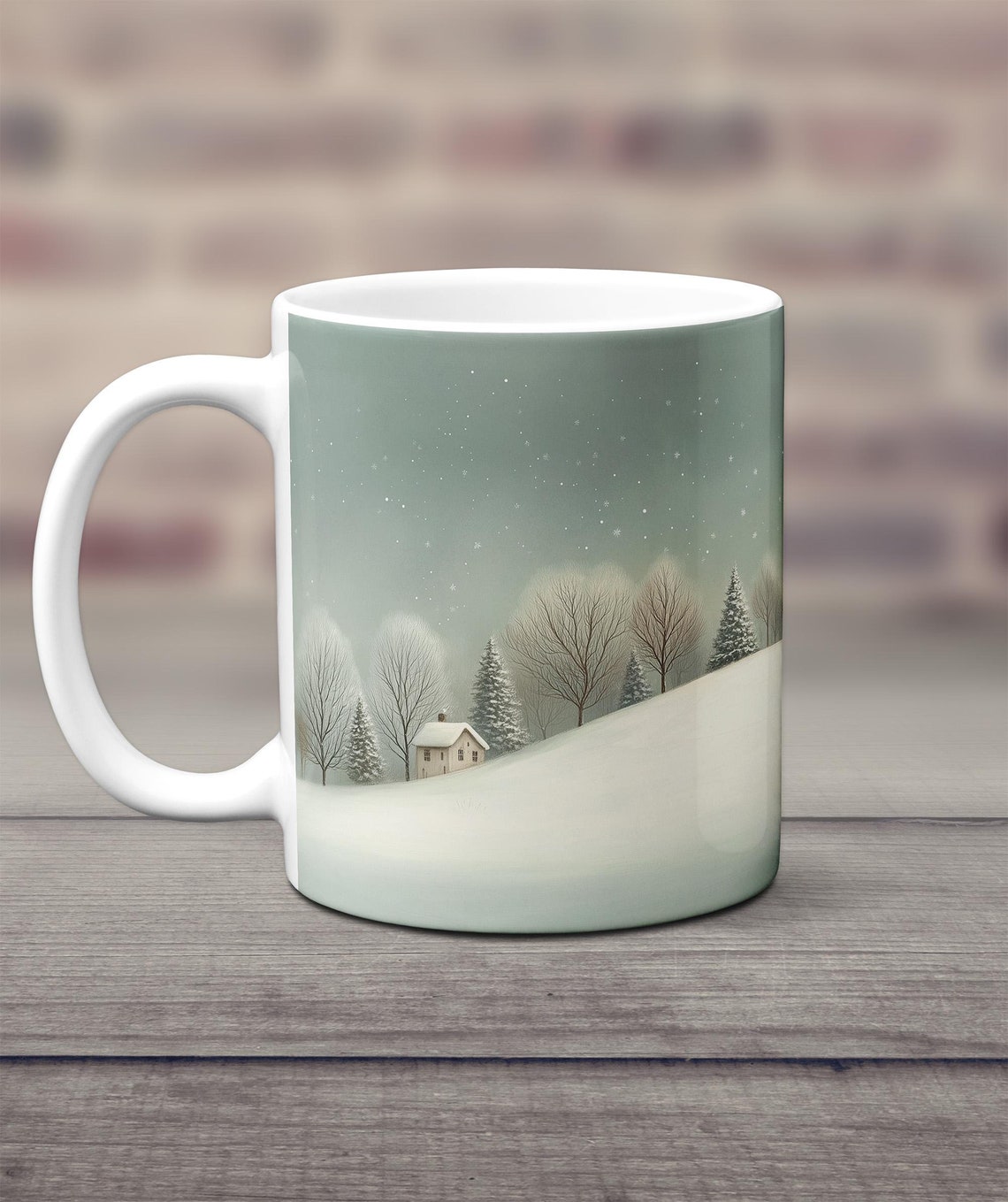 Winter Scene Mug, Winter Wonderland, Snow Covered Pine Trees ...