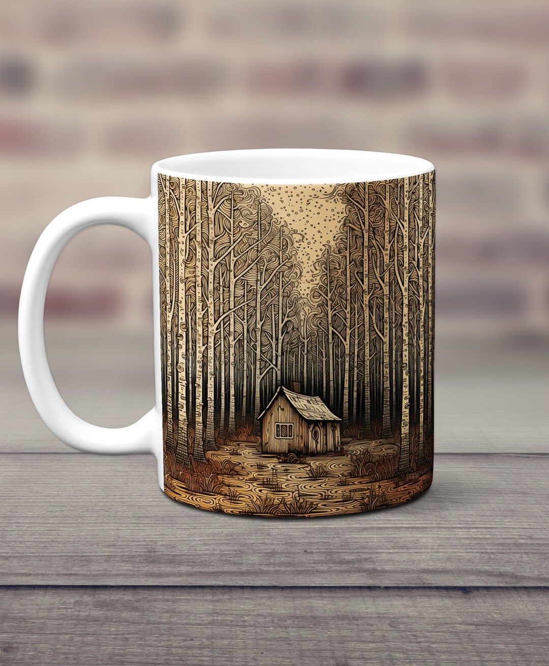 Cabin in the Woods Mug, Forest Cabin Ceramic Mug, Woodland Cabin Coffee ...