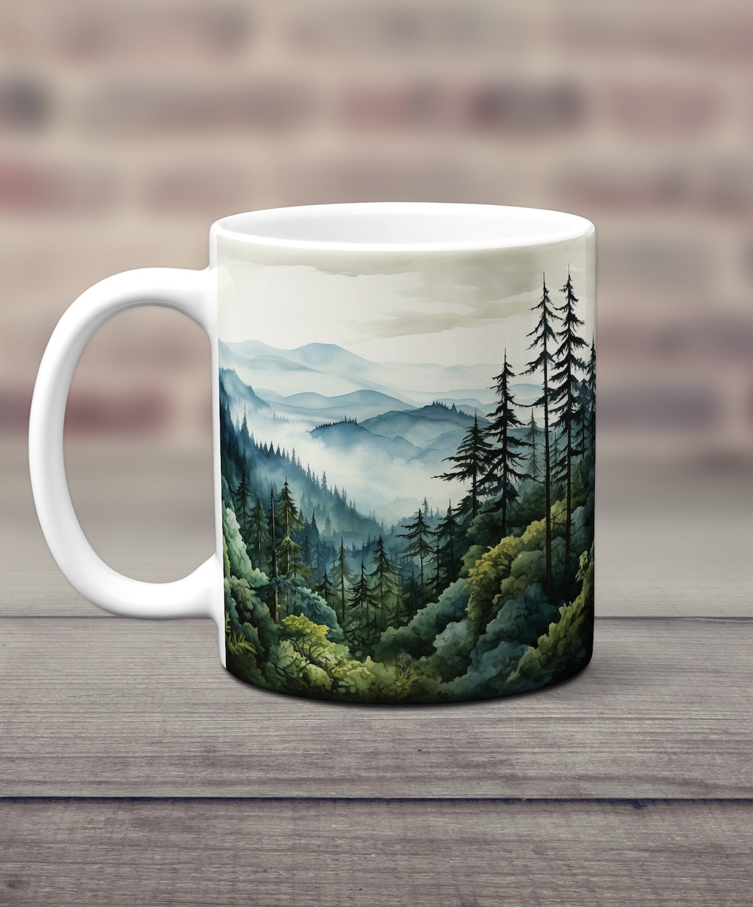 Evergreen Tree Forest Mug, Pine Tree Ceramic Mug, Forest Mountain ...