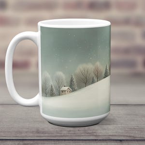 Winter Scene Mug, Winter Wonderland, Snow Covered Pine Trees ...