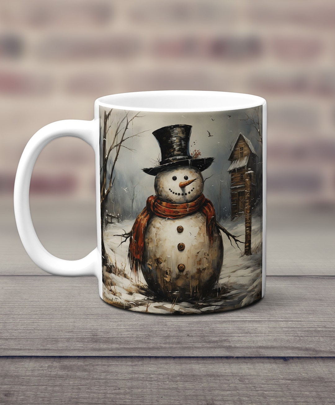 Snowman Mug, Cute Snowman Mug, Snowman Gift, Farmhouse Christmas Mug ...