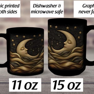 Moon and Stars Ceramic Mug, Crescent Moon, Cute Moon Mug, Starry Sky ...