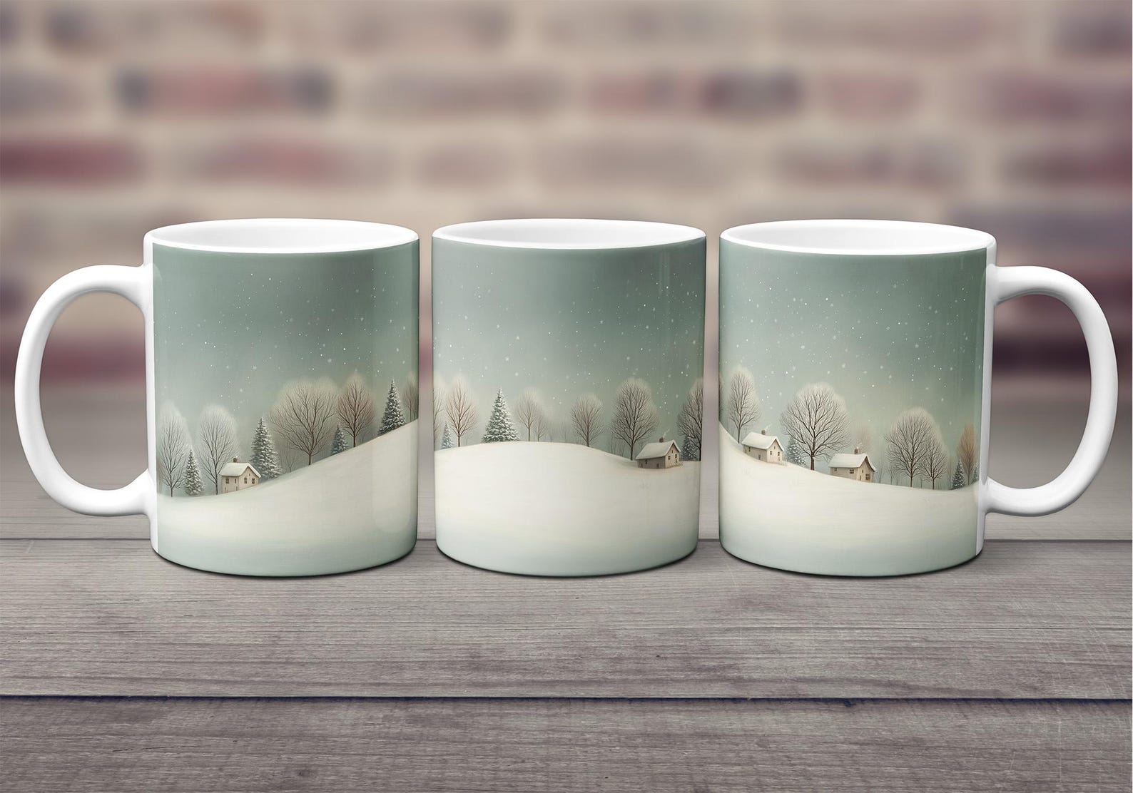 Winter Scene Mug, Winter Wonderland, Snow Covered Pine Trees ...