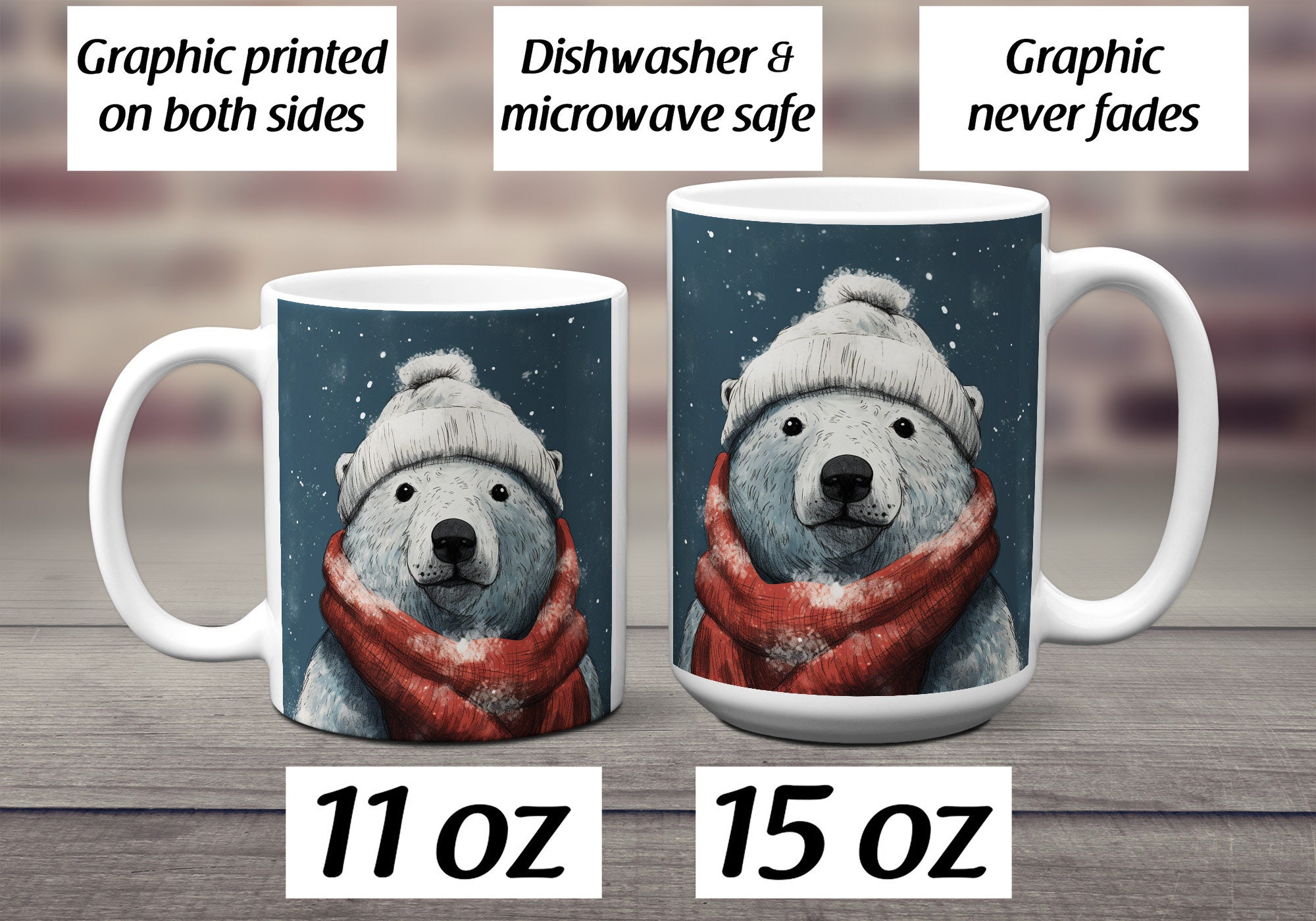 Polar Bear Winter Mug Holiday Mug Cute Polar Bear Mug - Etsy