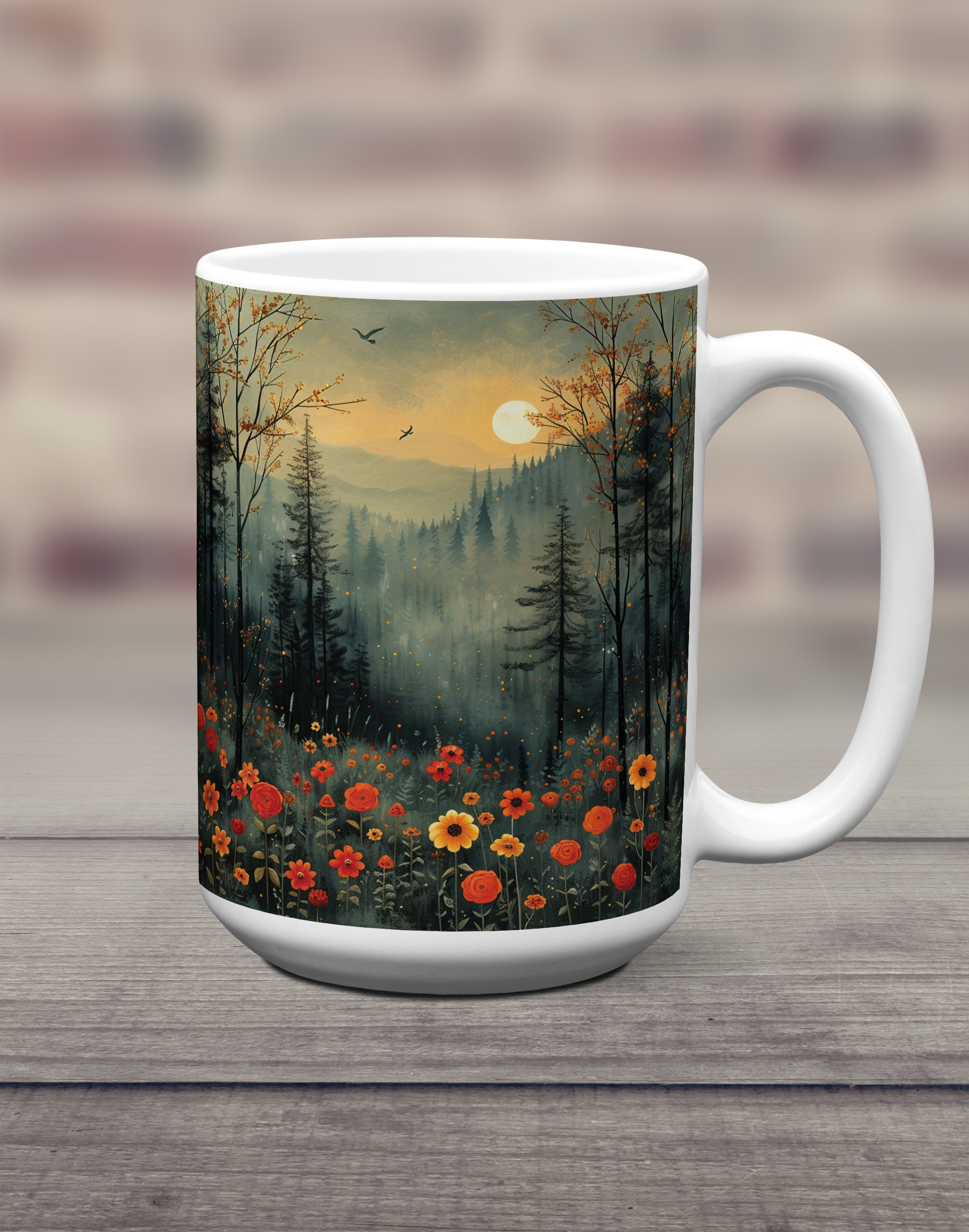 Wildflower Forest Mug, Mountain Forest Mug, Forest Flower Mug ...