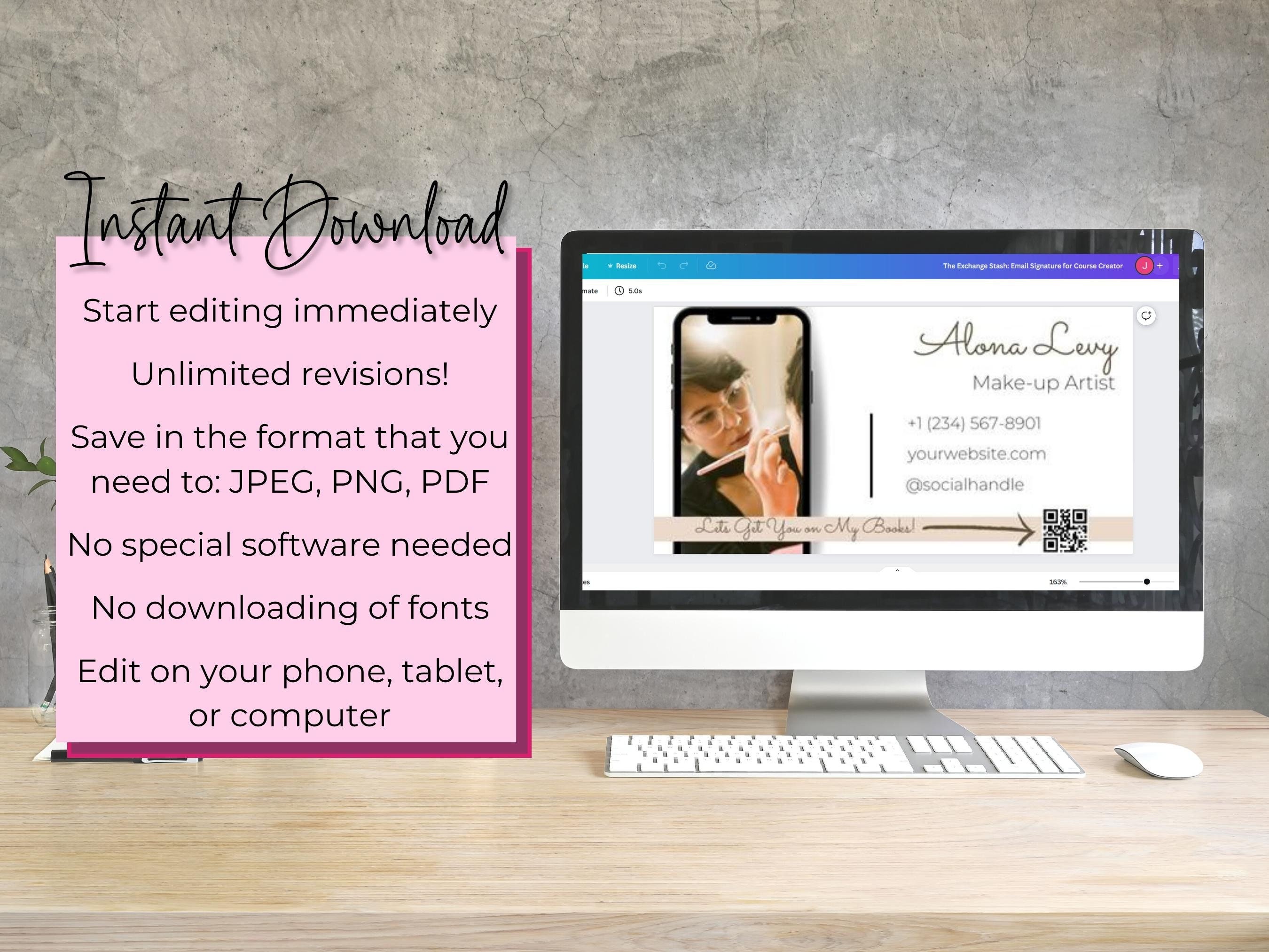 QR Code Email Signature Template Editable Canva Minimalist Design ...