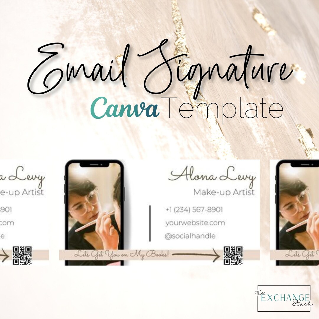 QR Code Email Signature Template Editable Canva Minimalist - Etsy