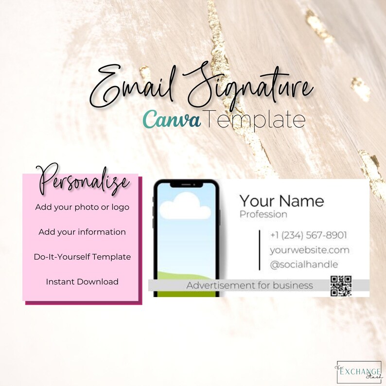 QR Code Email Signature Template Editable Canva Minimalist - Etsy Canada
