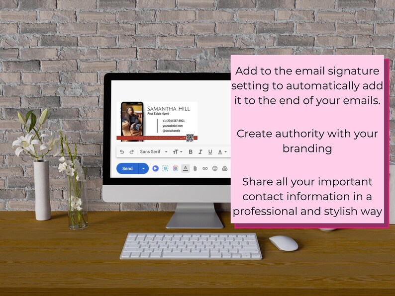 QR Code Email Signature Template Editable Canva Minimalist Design ...