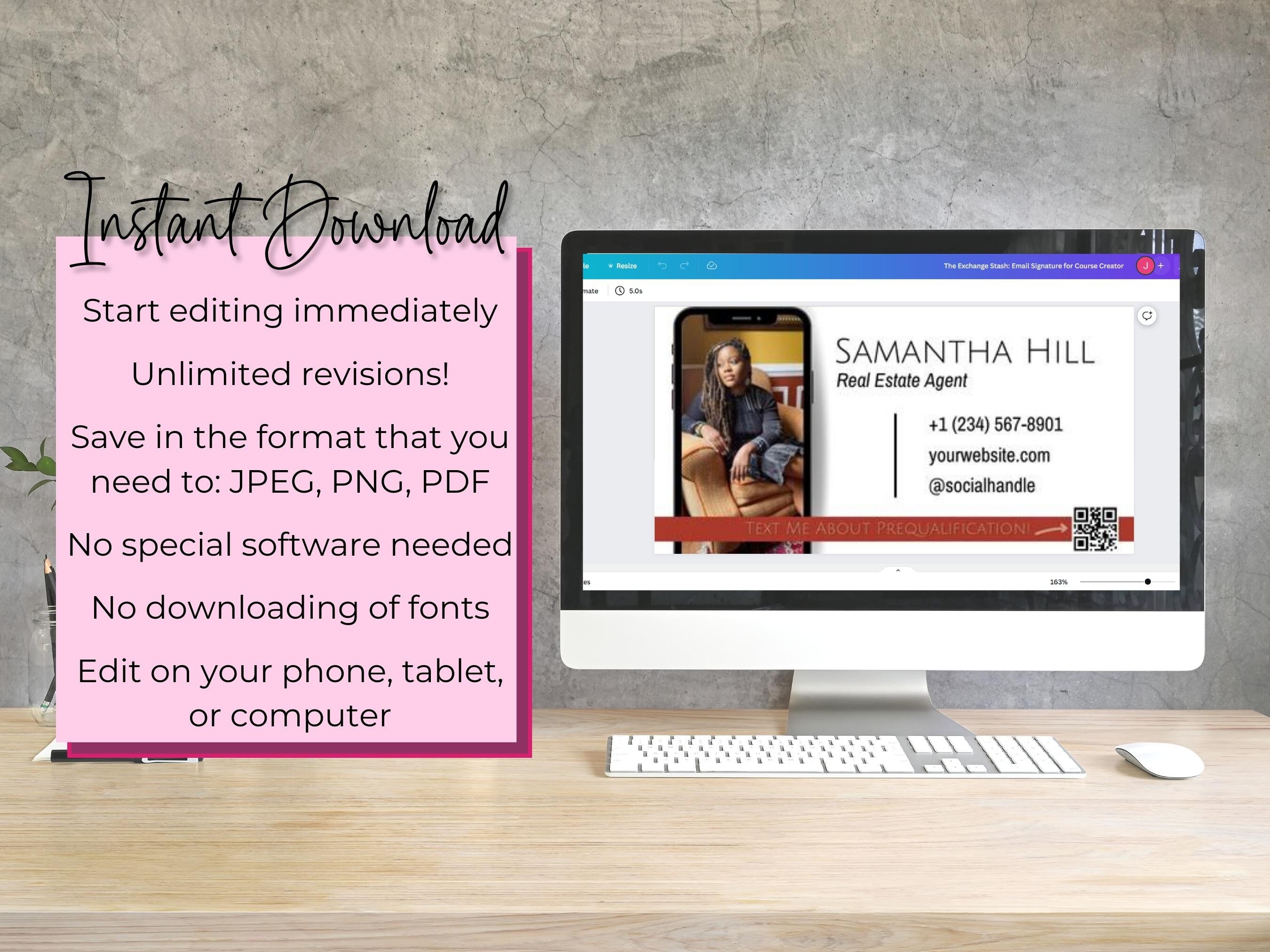 QR Code Email Signature Template Editable Canva Minimalist Design ...