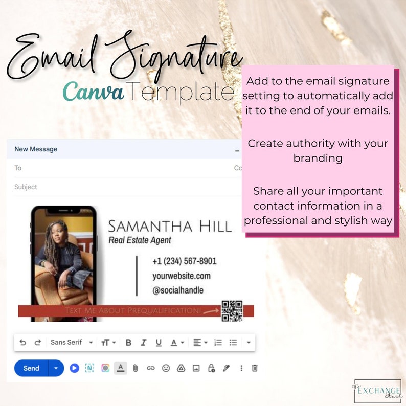 QR Code Email Signature Template Editable Canva Minimalist - Etsy