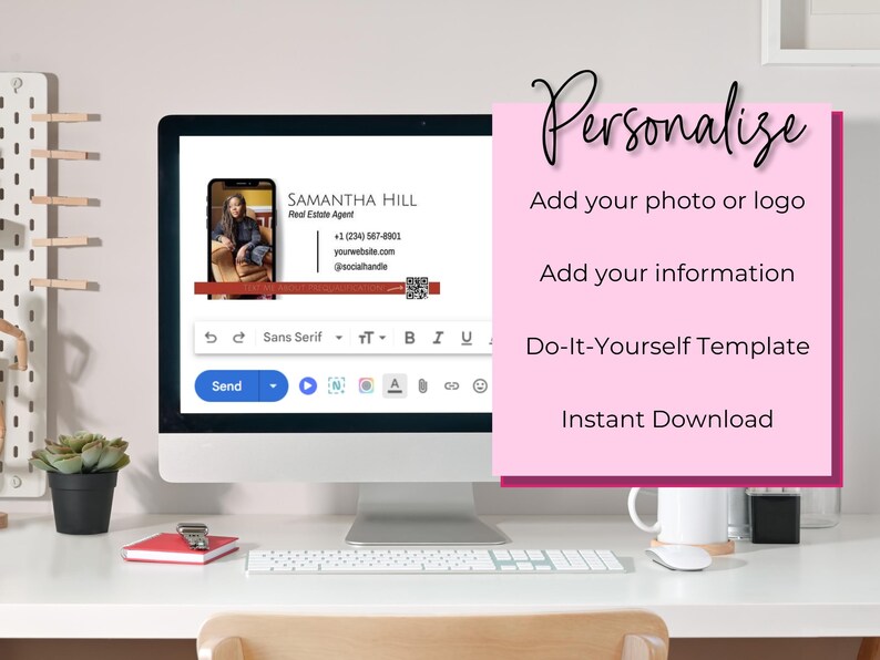 QR Code Email Signature Template Editable Canva Minimalist - Etsy
