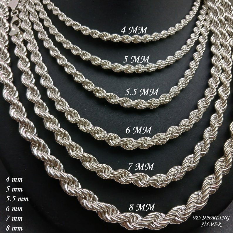 925 Sterling Silver Twisted Rope Chain Necklase for Man and Women ...