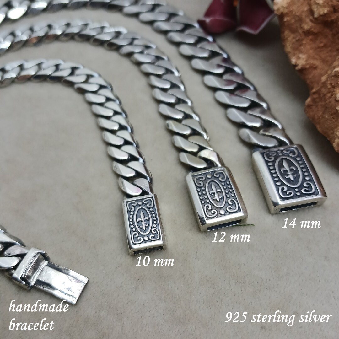 925 Sterling Silver Curb Box Lock Chain Handcrafted Bracelet - Etsy