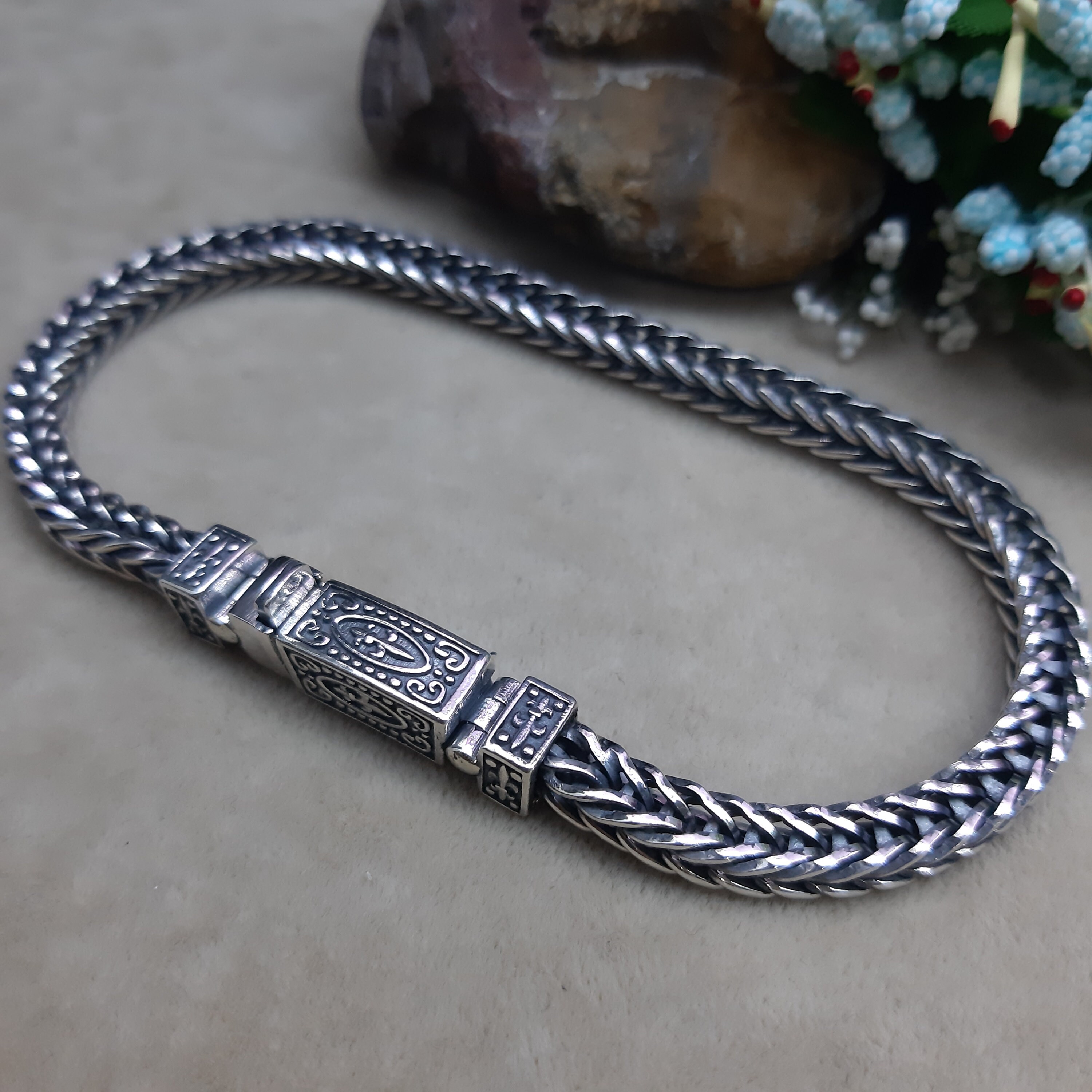 925 Sterling Silver Foxtail Box Lock Bracelet 5 Mm - Etsy