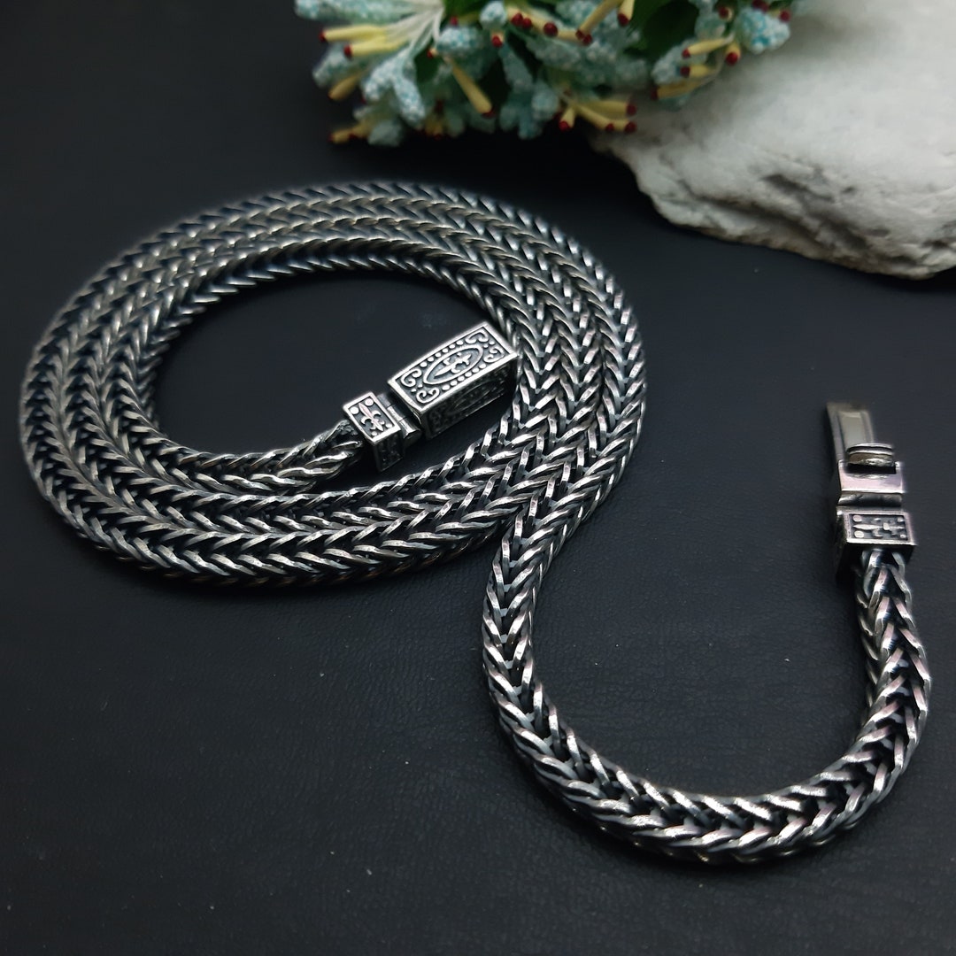 925 Sterling Silver Foxtail Box Lock Necklace 5 Mm - Etsy