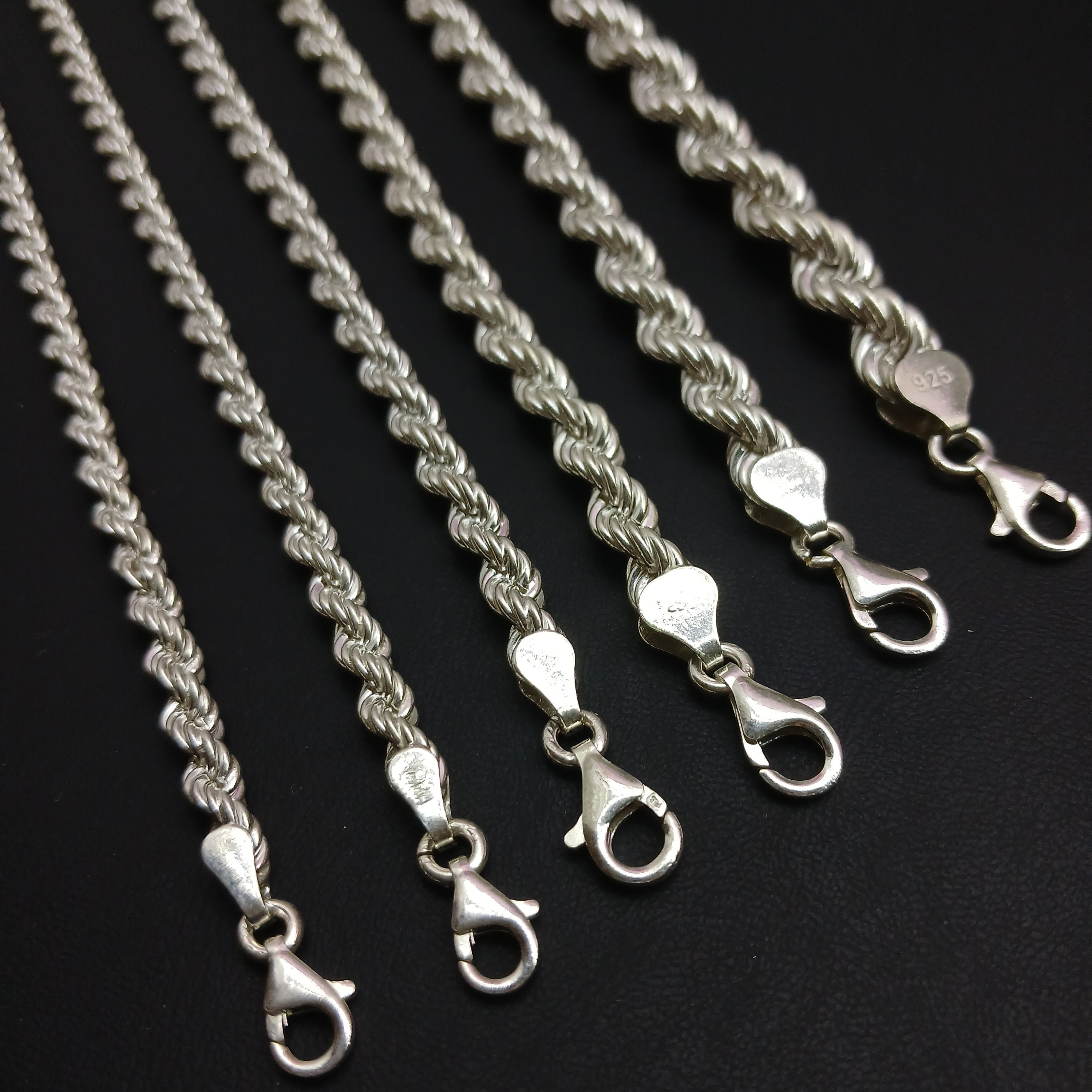 925 Sterling Silver Twisted Rope Chain for Man and Women Byzantine ...