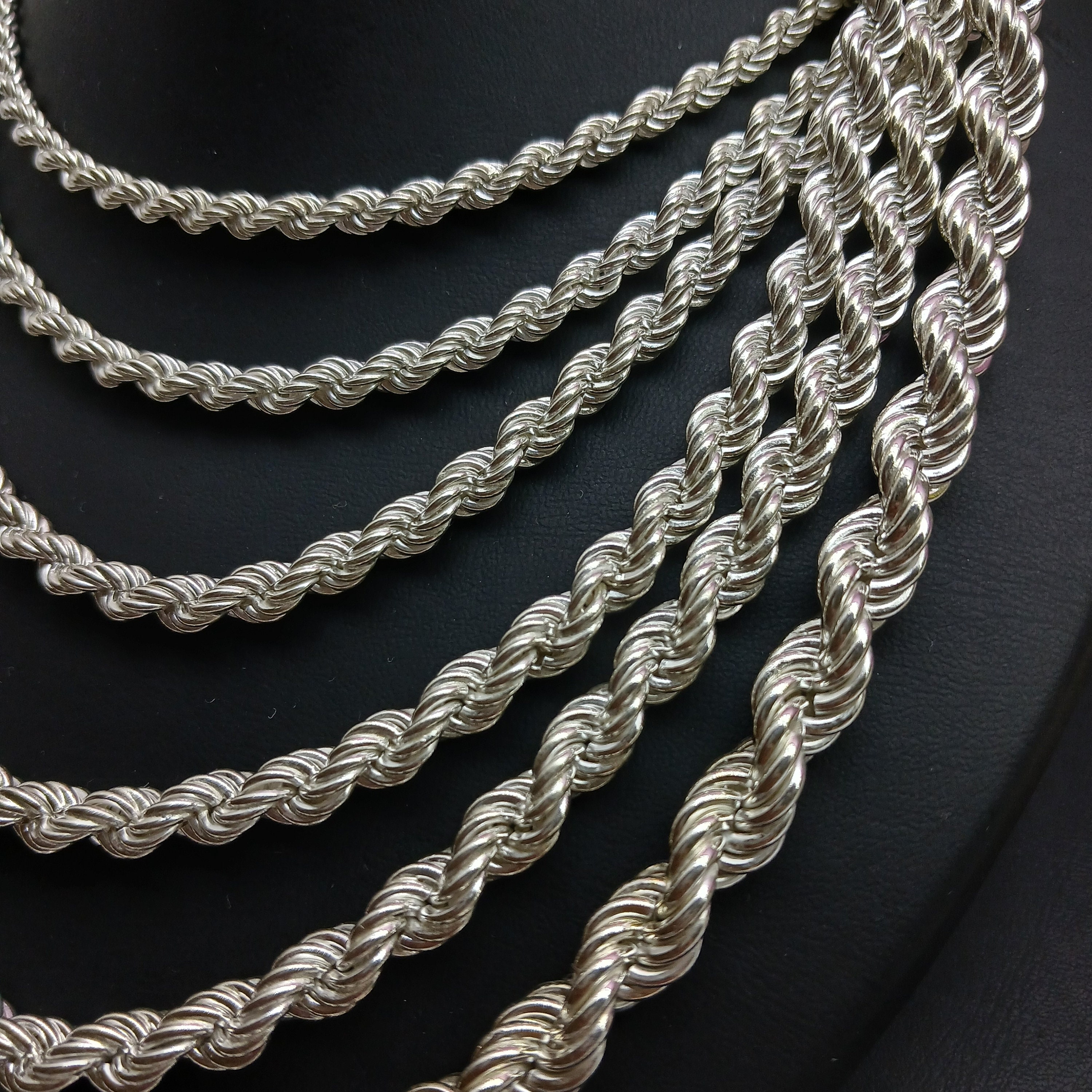 925 Sterling Silver Twisted Rope Chain Necklase for Man and Women ...