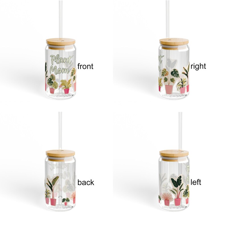 Plant Mom Glass Tumbler for Iced Coffee Trendy Sipper Glass Cup for ...