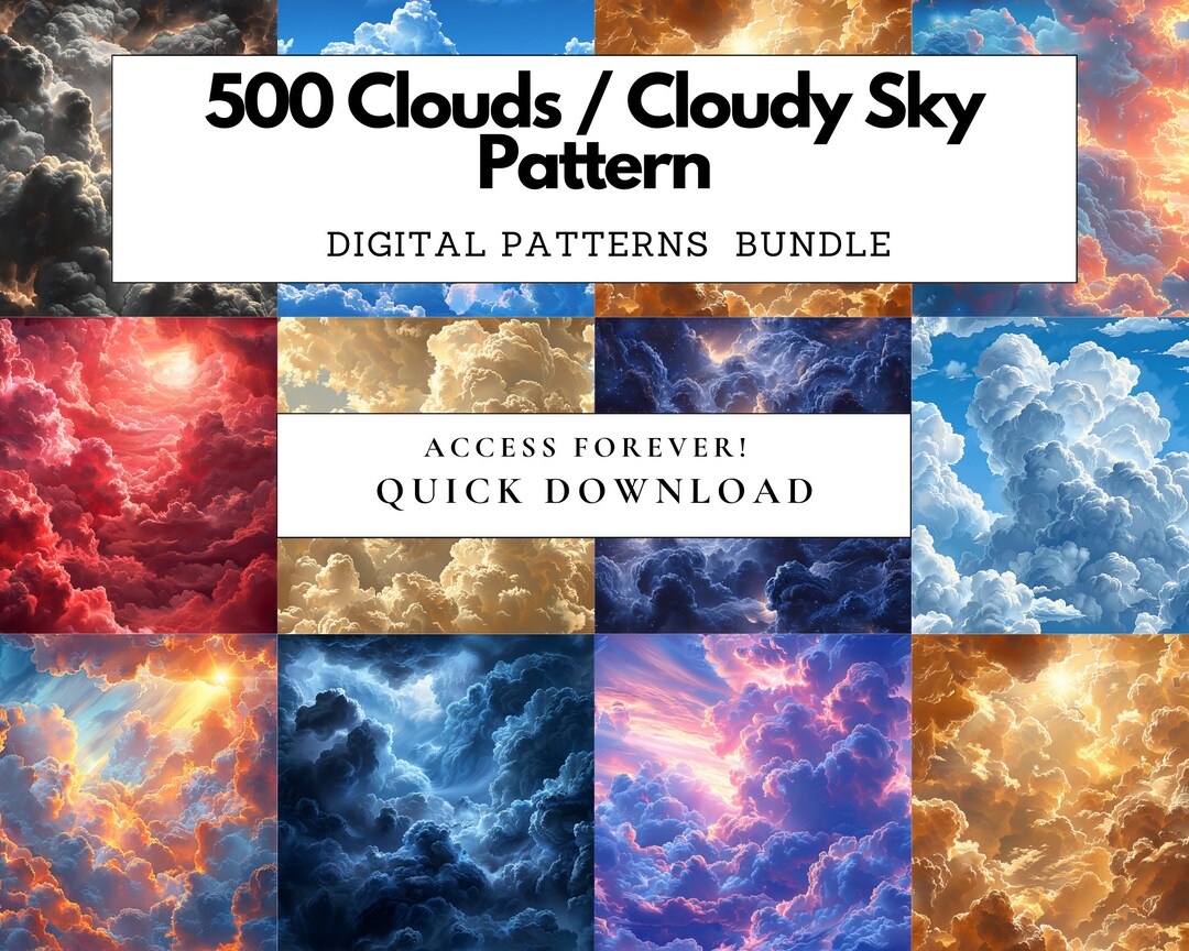 500 Unique Digital Cloud Textures Adobe Photoshop Canva Print Social ...