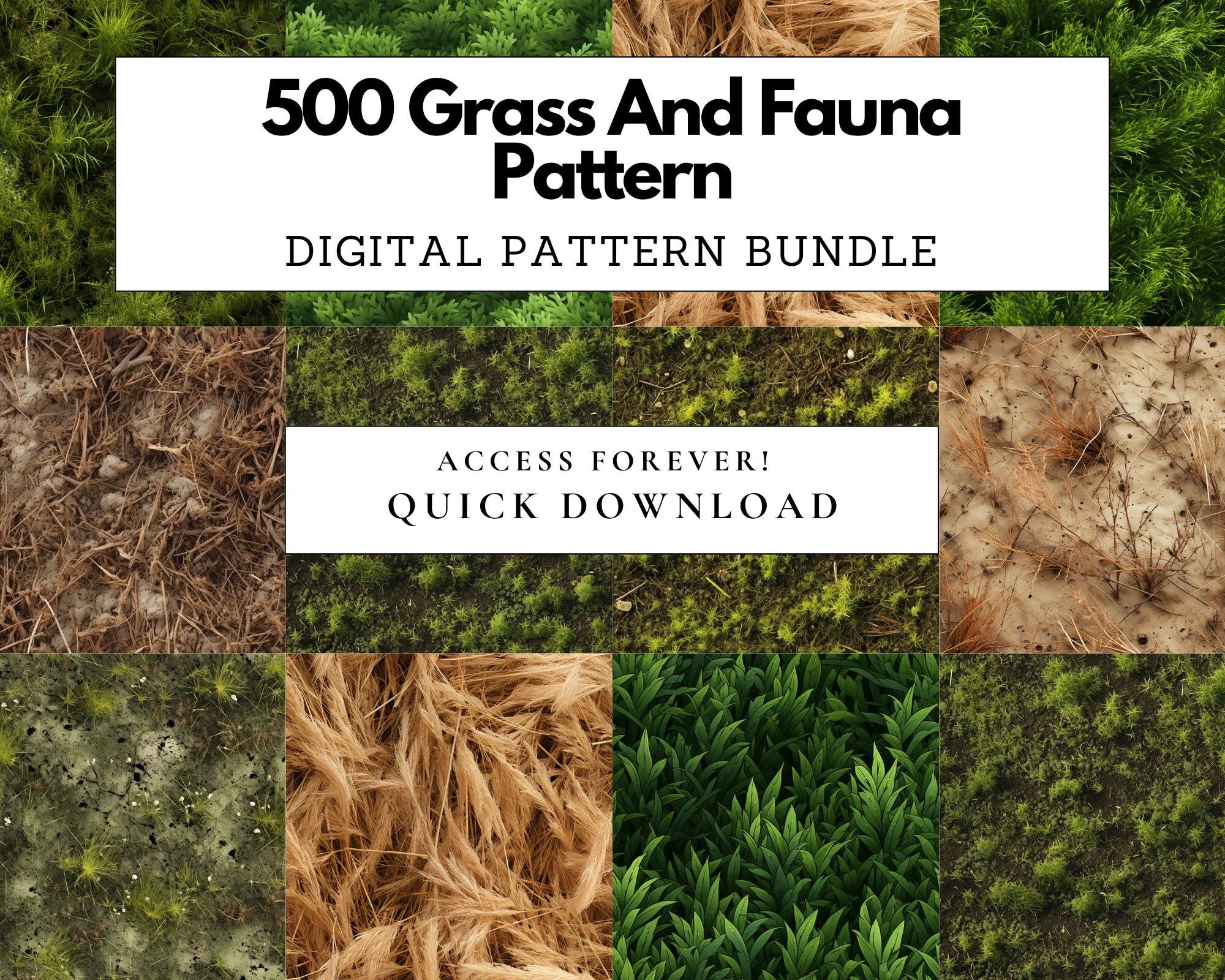 500 Digital Grass Textures Adobe Photoshop Canva Print on Demand Social ...