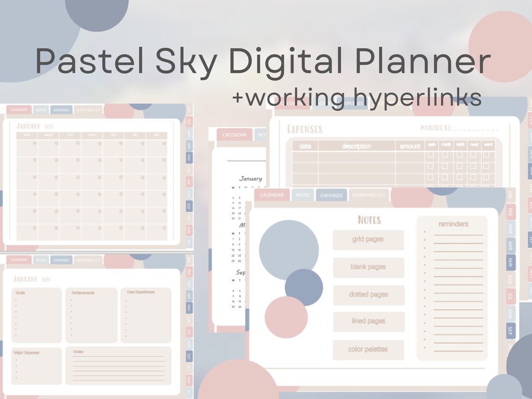 Simple Pastel Sky Digital Planner | Ipad/tablet or Laptop/desktop ...