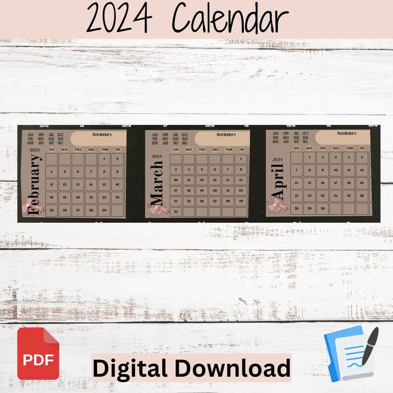 2024 Hyperlinked Calendar, 2024 Printable Calendar, 2024 Digital ...