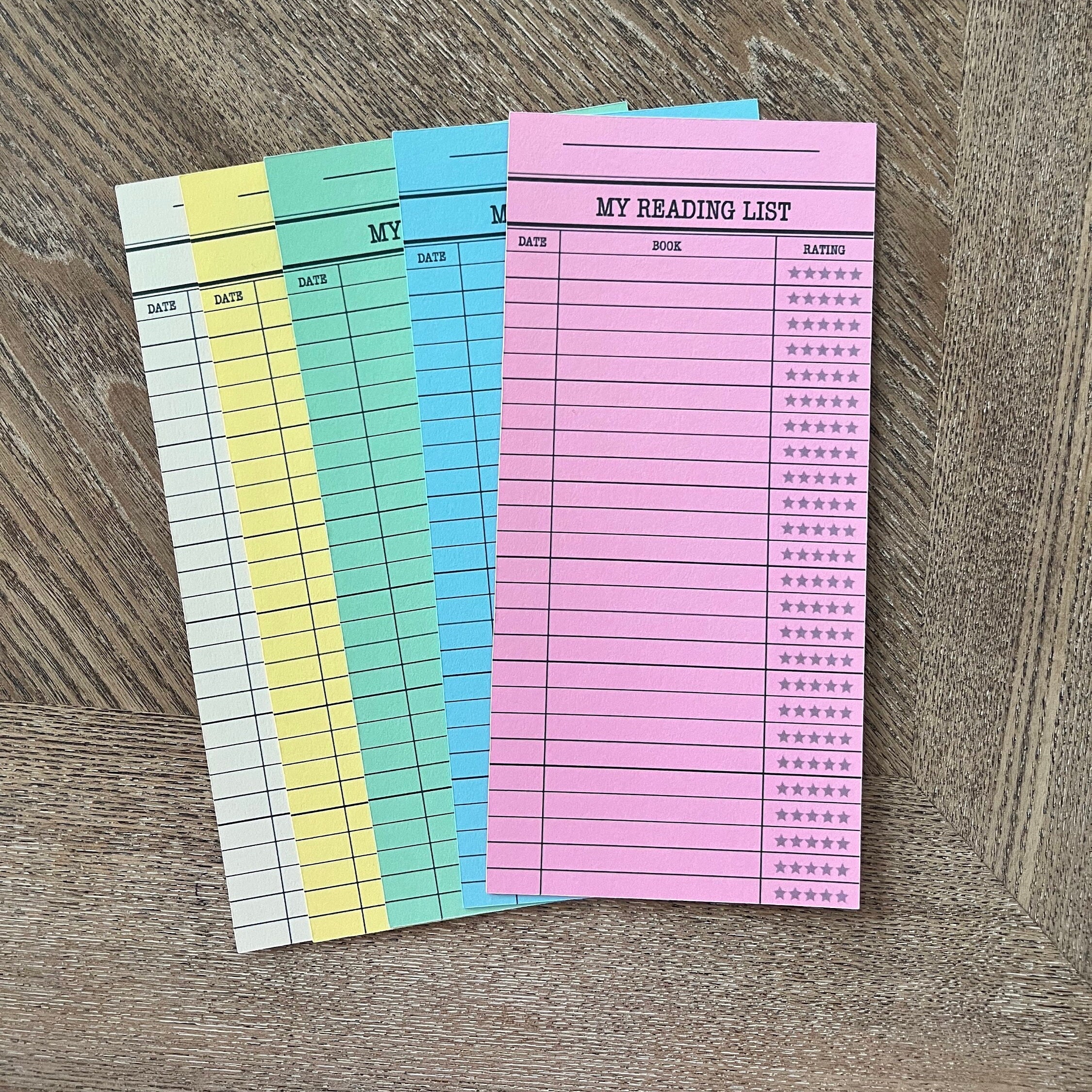 Reading List Book Tracker, Library Card Bookmark - Etsy