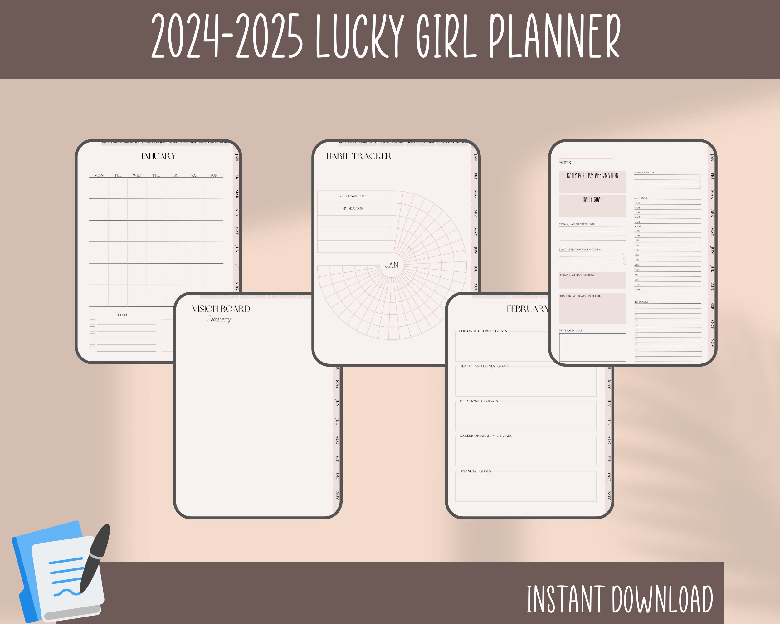 2024 2025 Lucky Girl Planner, Lucky Girl Planner, Digital Planner ...