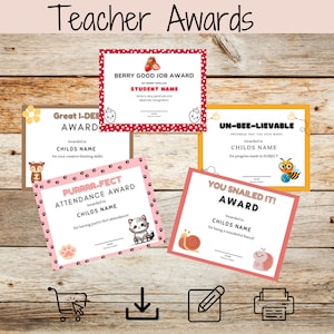 Teacher Awards Printable, Teacher Award Certificate, Teacher Printable ...