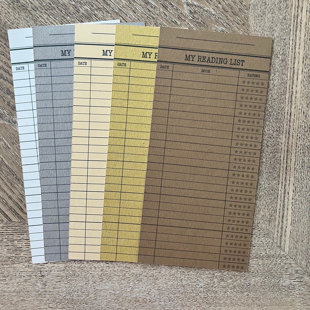 Reading List Book Tracker, Library Card Bookmark - Etsy