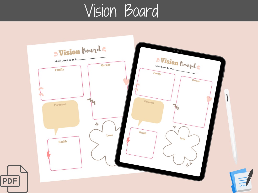 Vision Board, Vision Board Template, Vision Board Planner, Vision Board ...