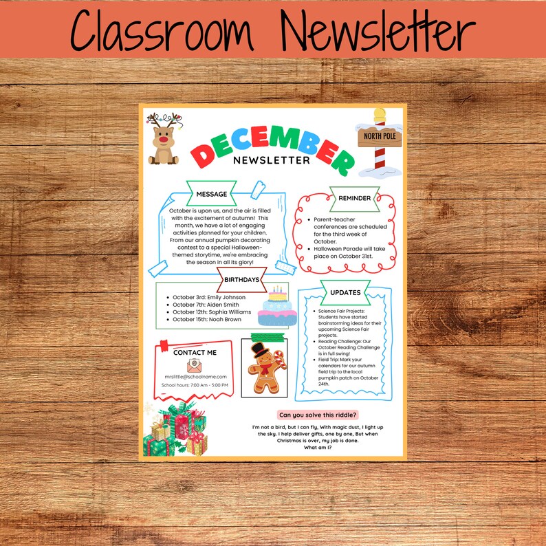 Classroom Newsletter Classroom Newsletter Template Teacher - Etsy