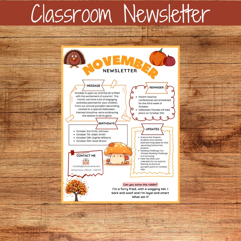 Classroom Newsletter Classroom Newsletter Template Teacher - Etsy