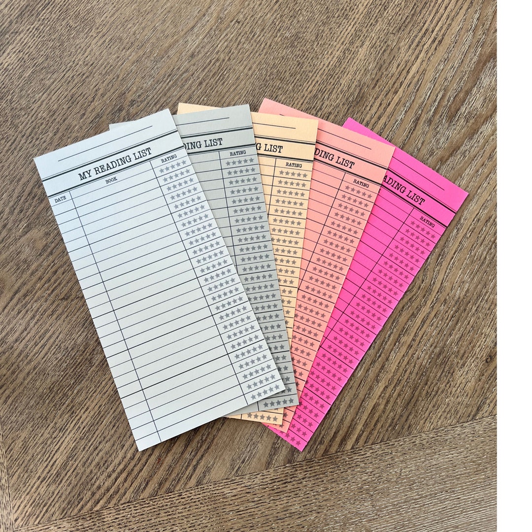 Reading List Book Tracker, Library Card Bookmark - Etsy