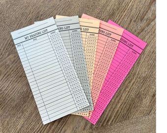 Library Card Bookmark, Reading List Bookmark, Vintage Library Bookmark ...