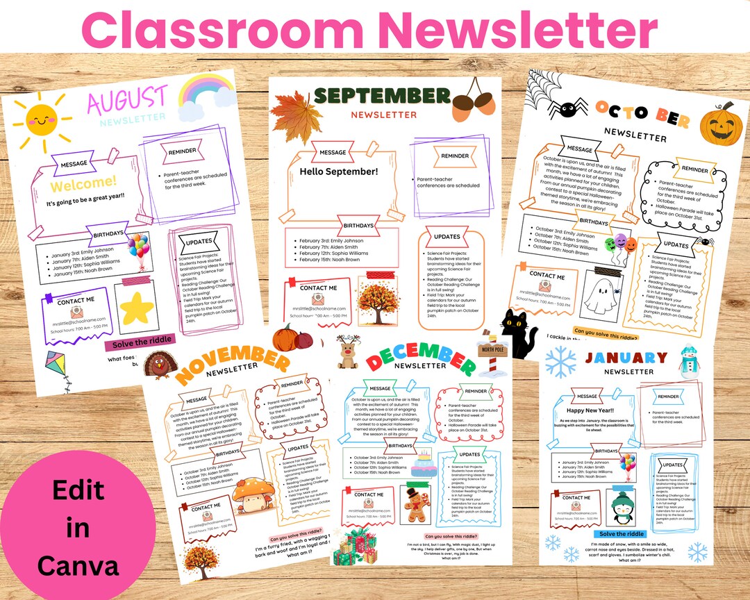 Classroom Newsletter, Classroom Newsletter Template, Teacher Newsletter ...