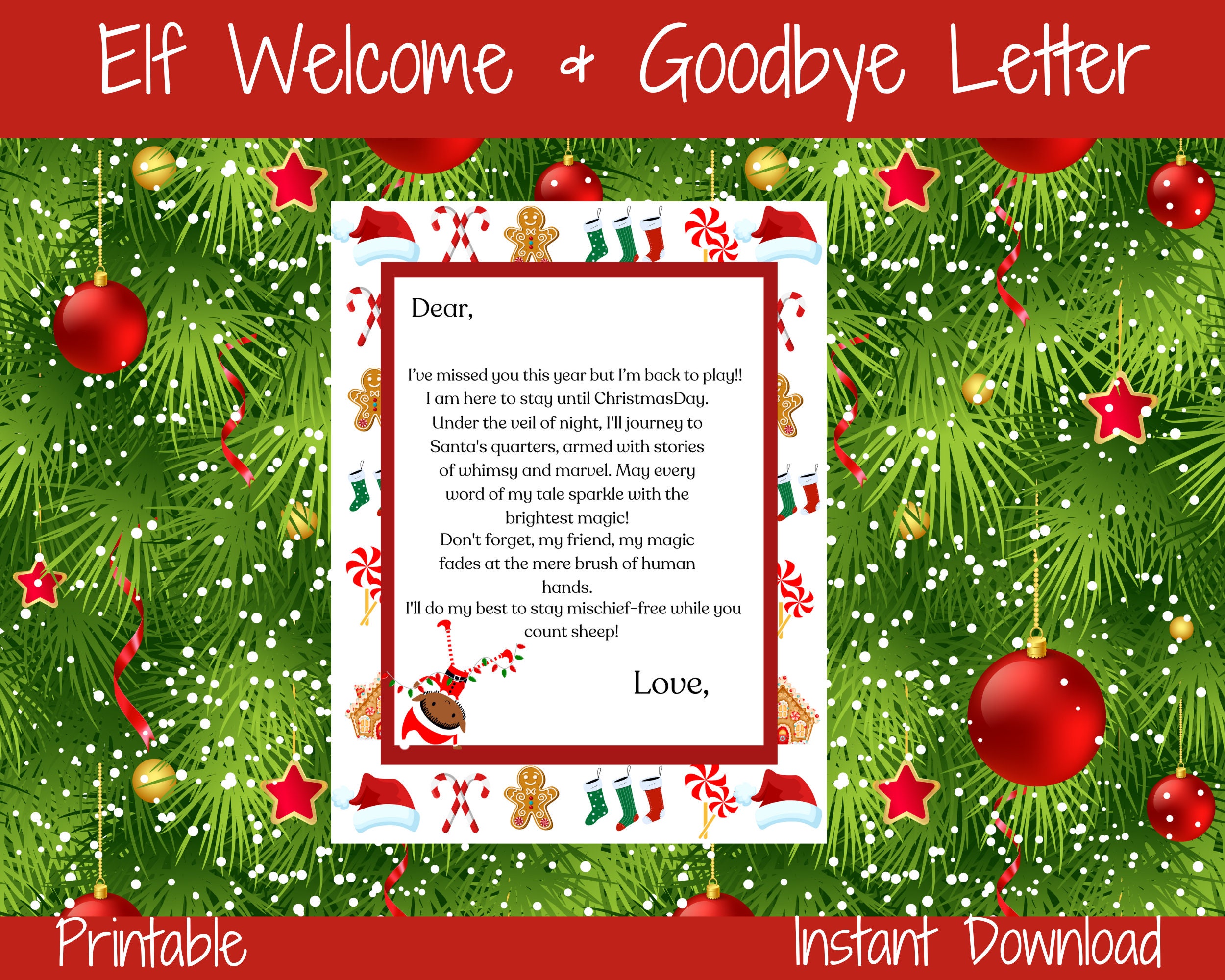 Elf Welcome Letter, Elf Goodbye Letter, Elf Welcome Back Letter ...
